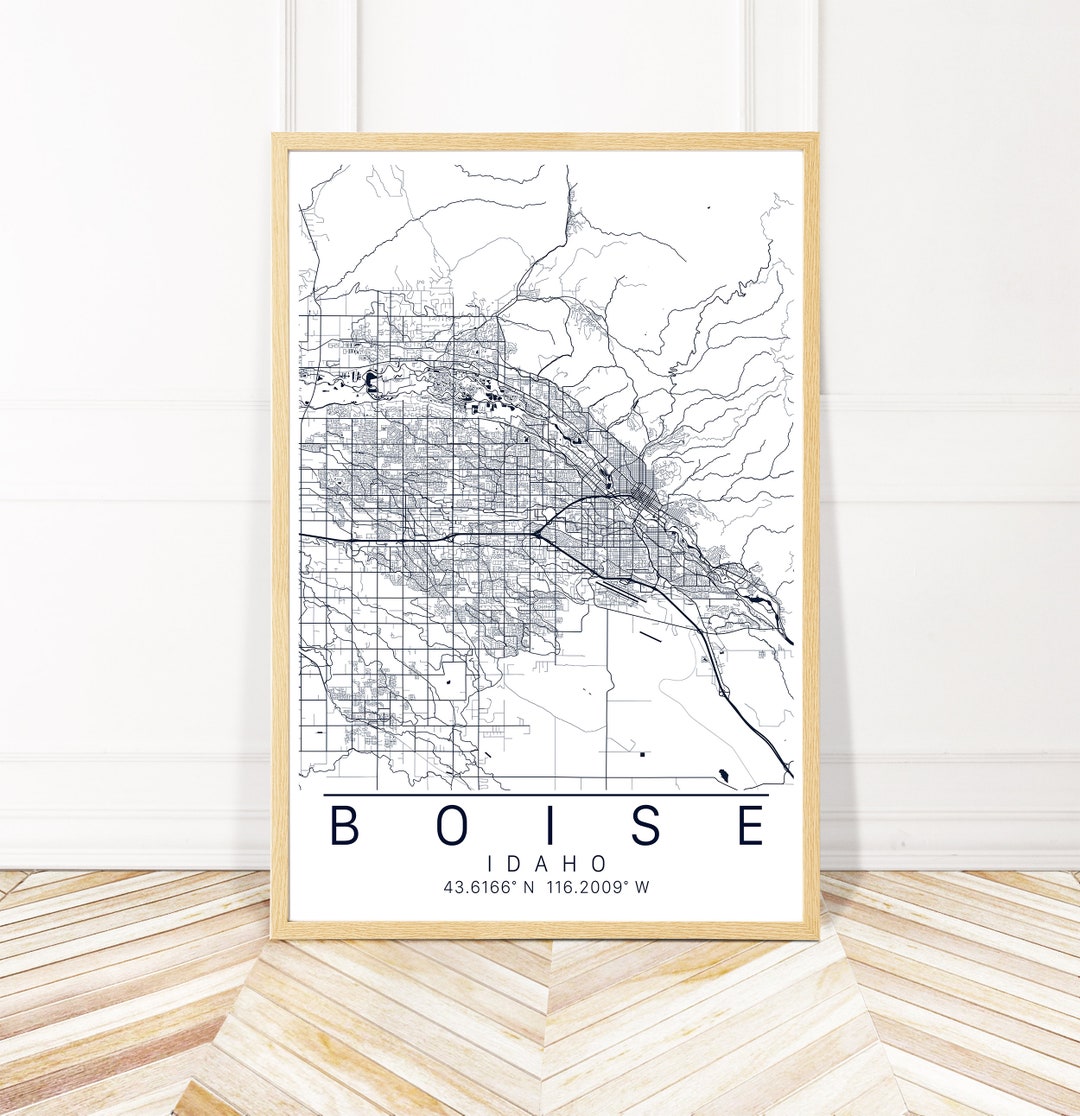 Boise Idaho Map Art Print- Boise City Art - Map of Boise Idaho - Print ...