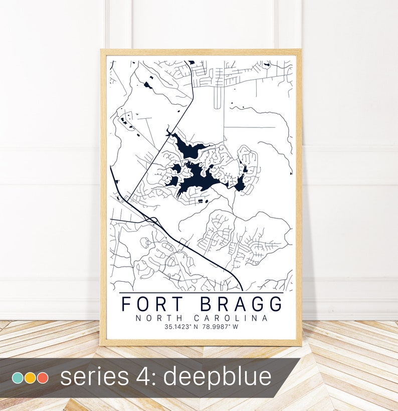 Fort Bragg Map Art City Art Map of Fort Bragg North | Etsy