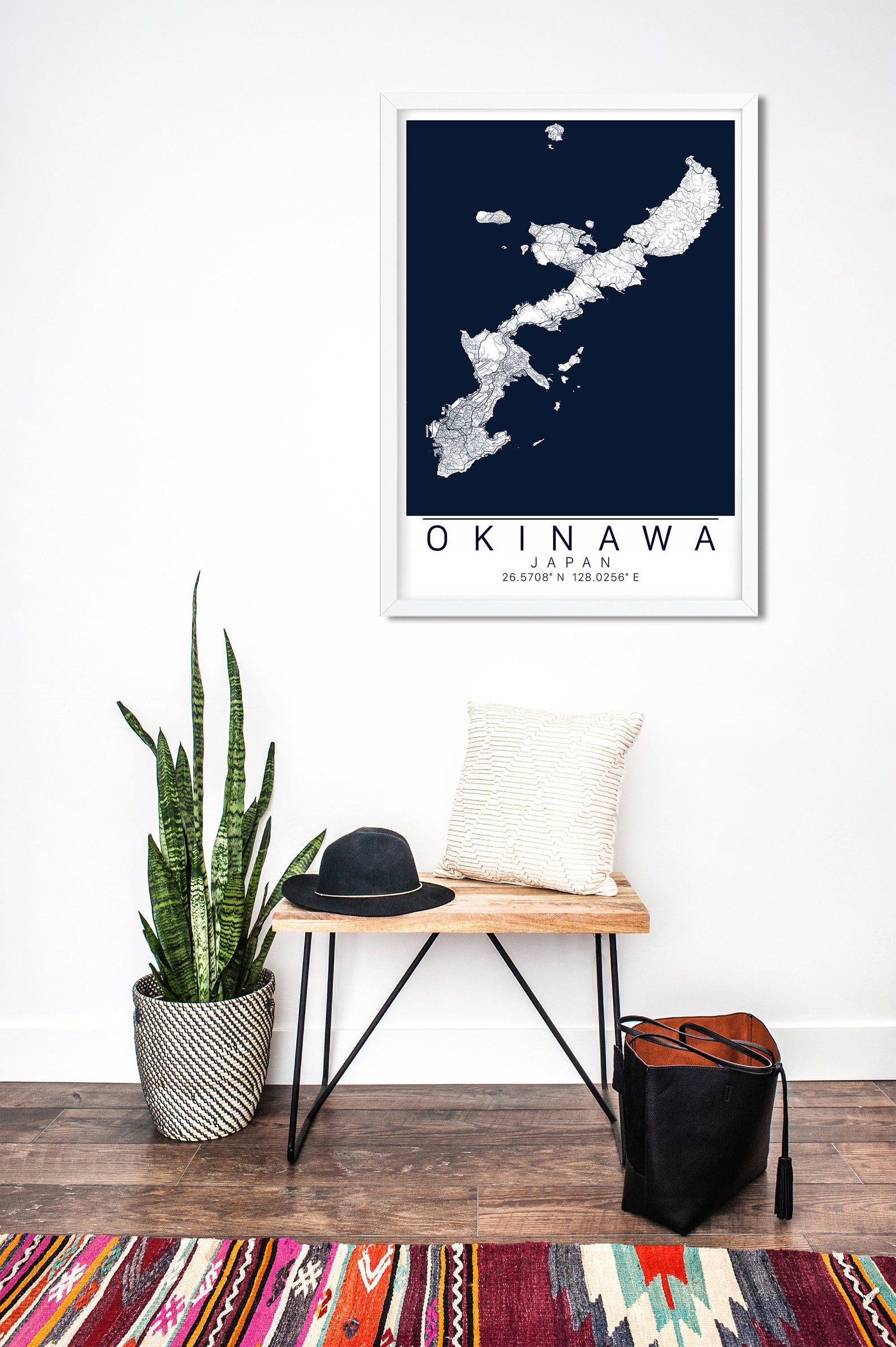 Okinawa Map Art Framed, Canvas or Print - Map of Okinawa Japan - City ...