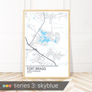 Fort Bragg Map Art City Art Map of Fort Bragg North | Etsy