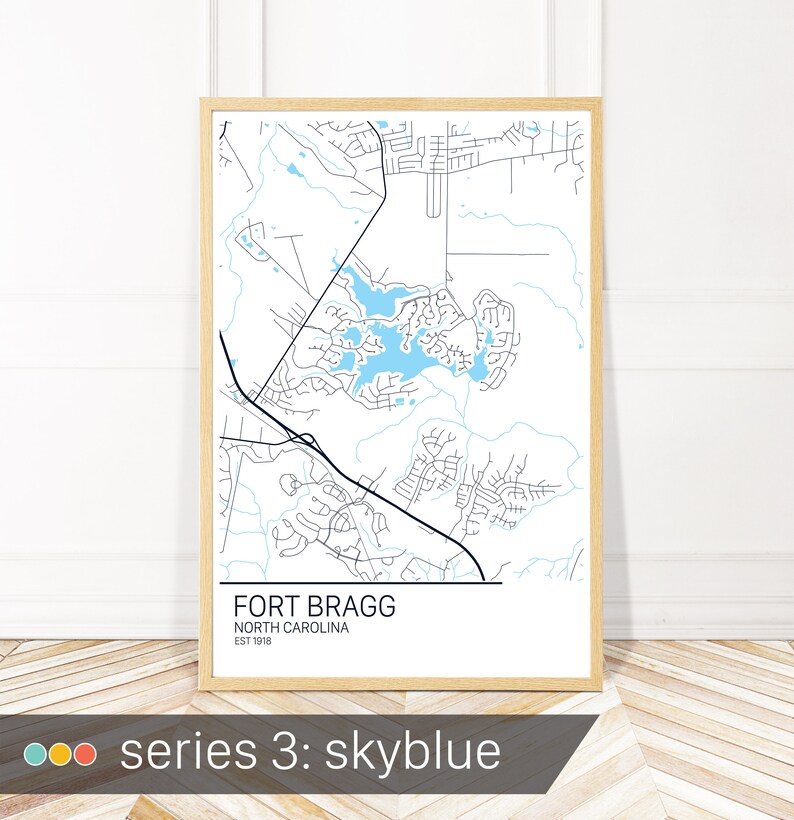 Fort Bragg Map Art City Art Map of Fort Bragg North | Etsy