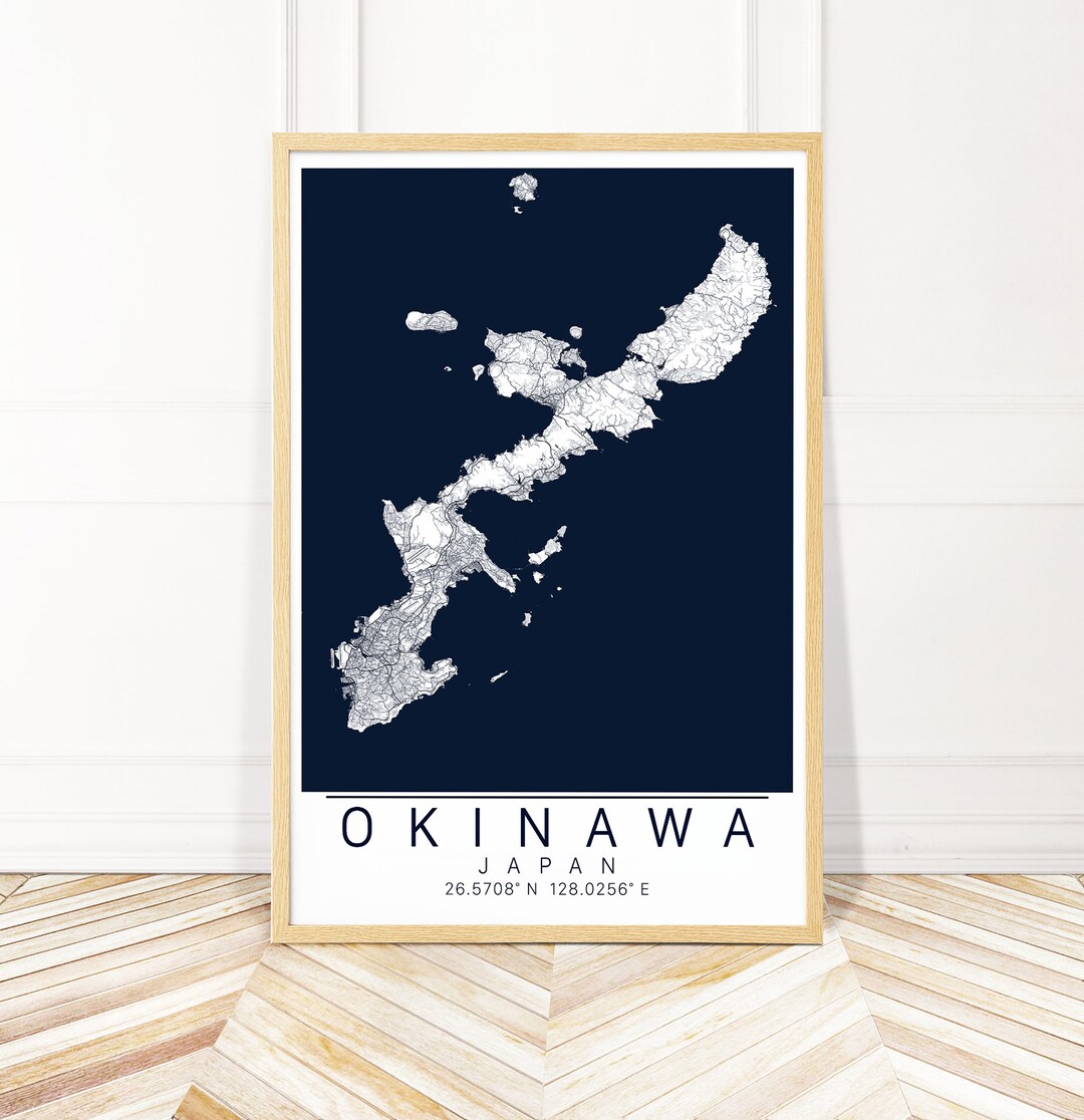 Okinawa Map Art Framed, Canvas or Print - Map of Okinawa Japan - City ...