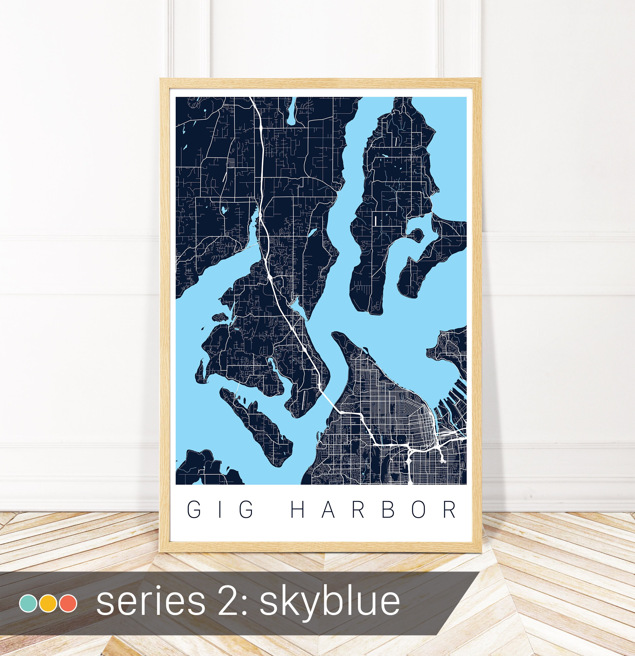 Gig Harbor Map Art Gig Harbor City Art Print Map of Gig | Etsy