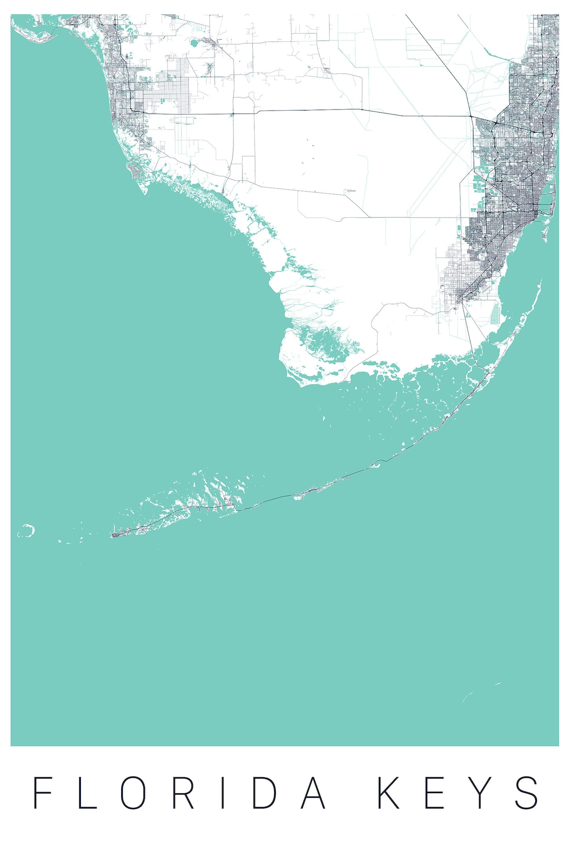 Map of the Florida Keys Framed Canvas or Print Florida Keys - Etsy