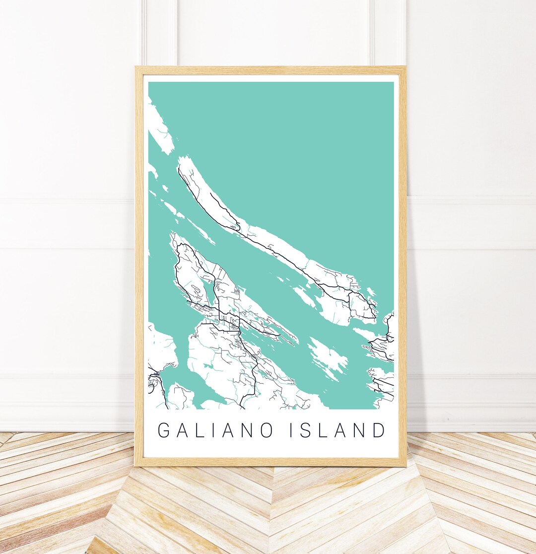 Galiano Island Map Art Print - City Art - Map of Galiano Island British ...