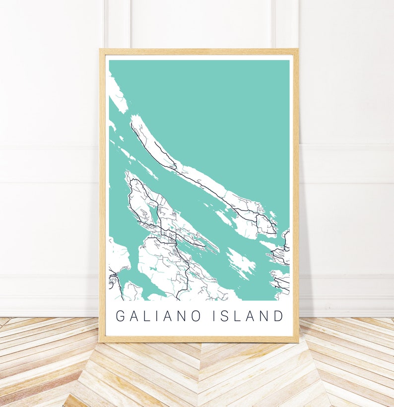Galiano Island Map Art Print City Art Map of Galiano | Etsy