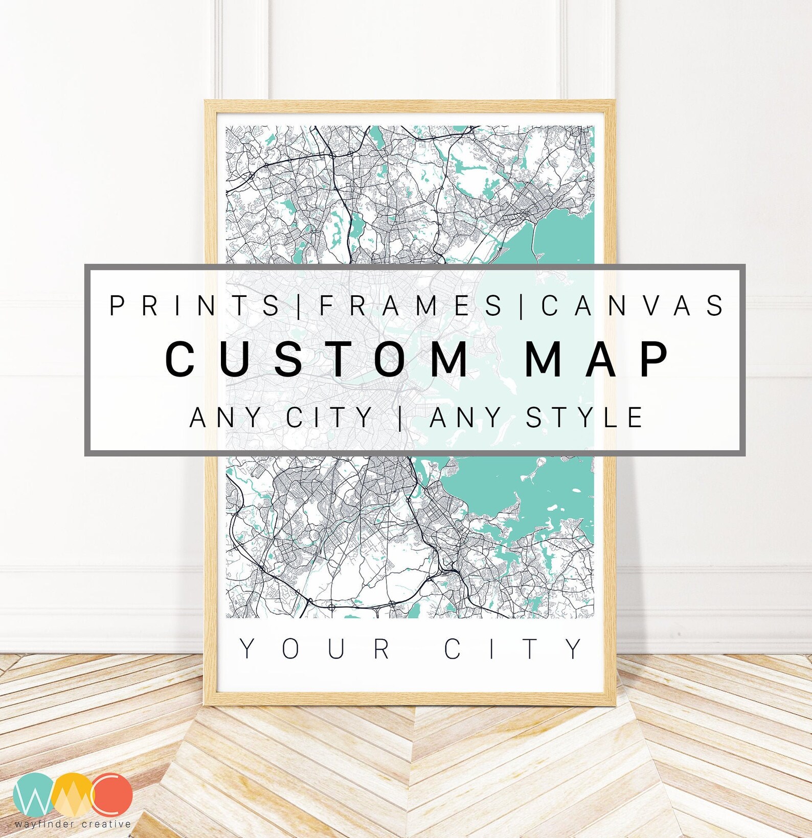 Custom City Map Art Framed Canvas or Print City Map Wall | Etsy
