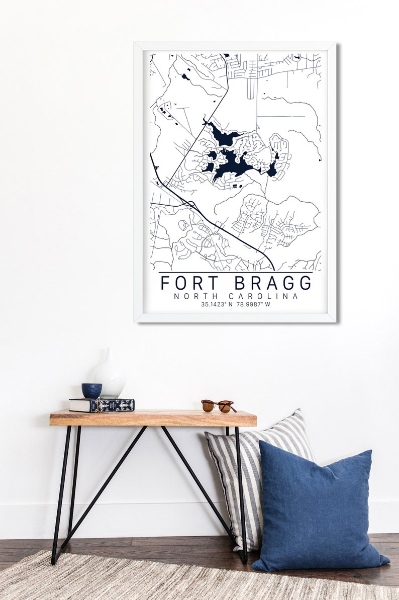 Fort Bragg Map Art City Art Map of Fort Bragg North | Etsy