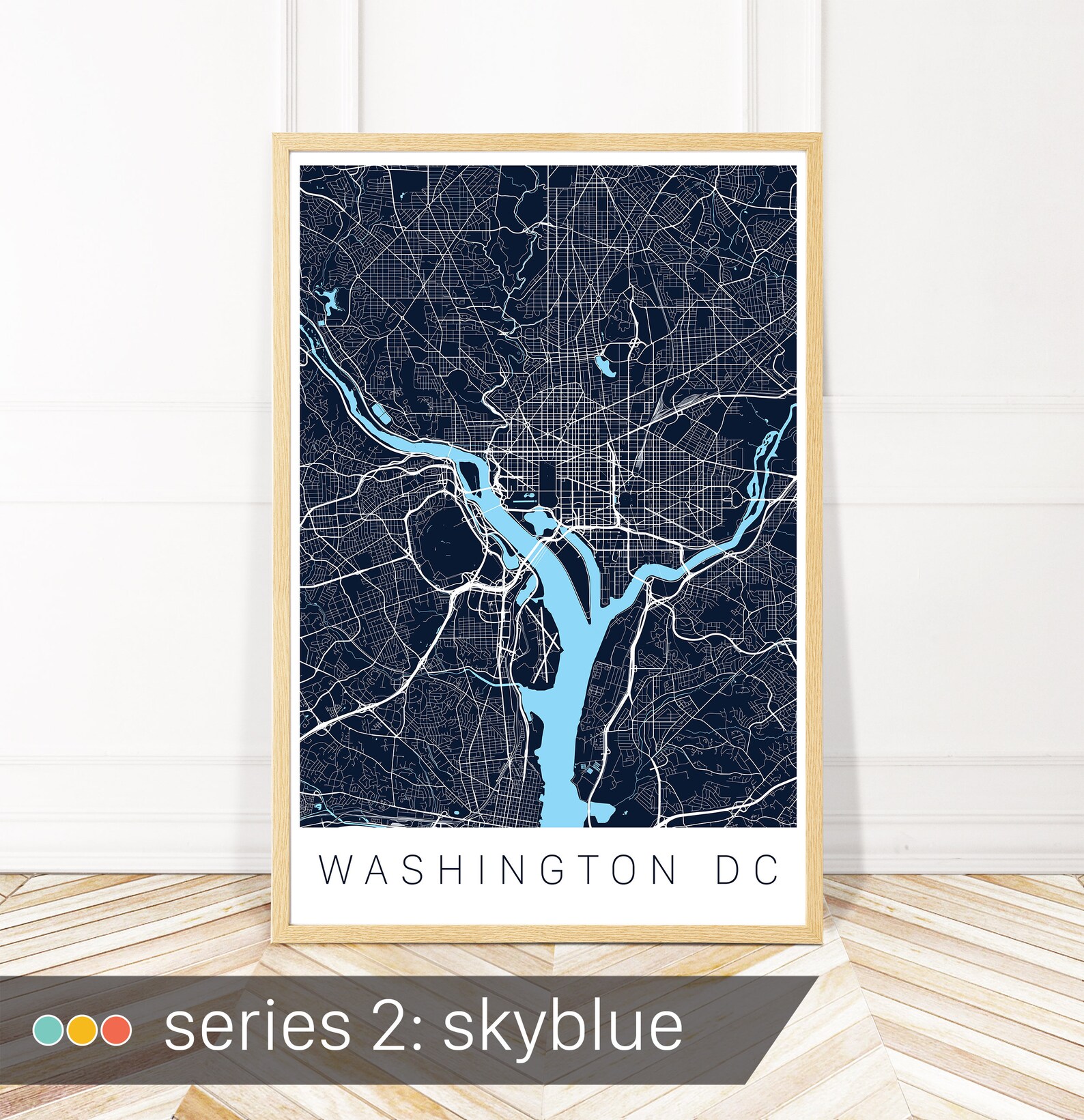 Washington DC Map Art Print Map of Washington DC City Art | Etsy