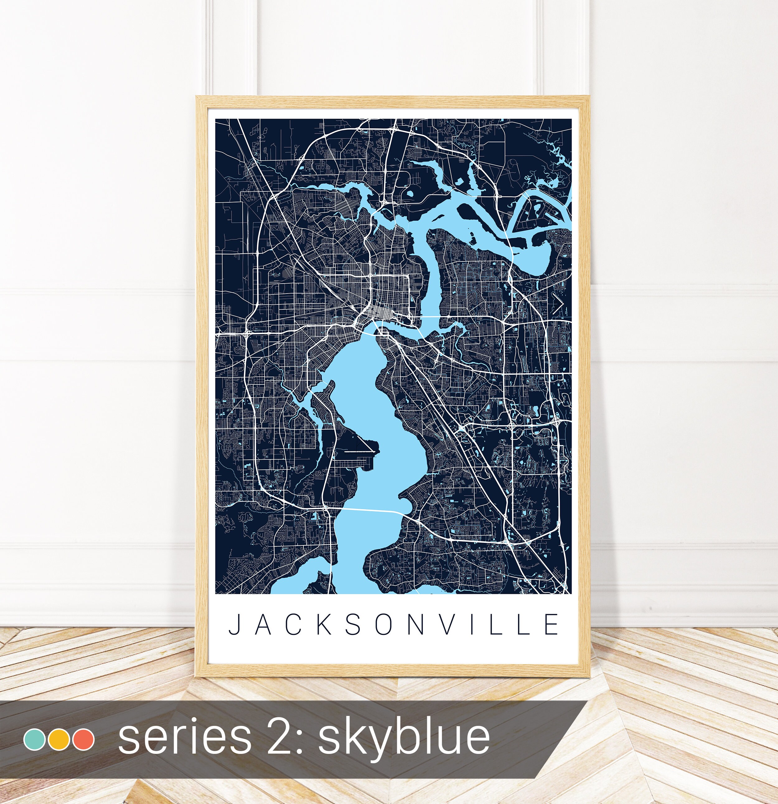 Jacksonville Map Art Print Map of Jacksonville Florida | Etsy