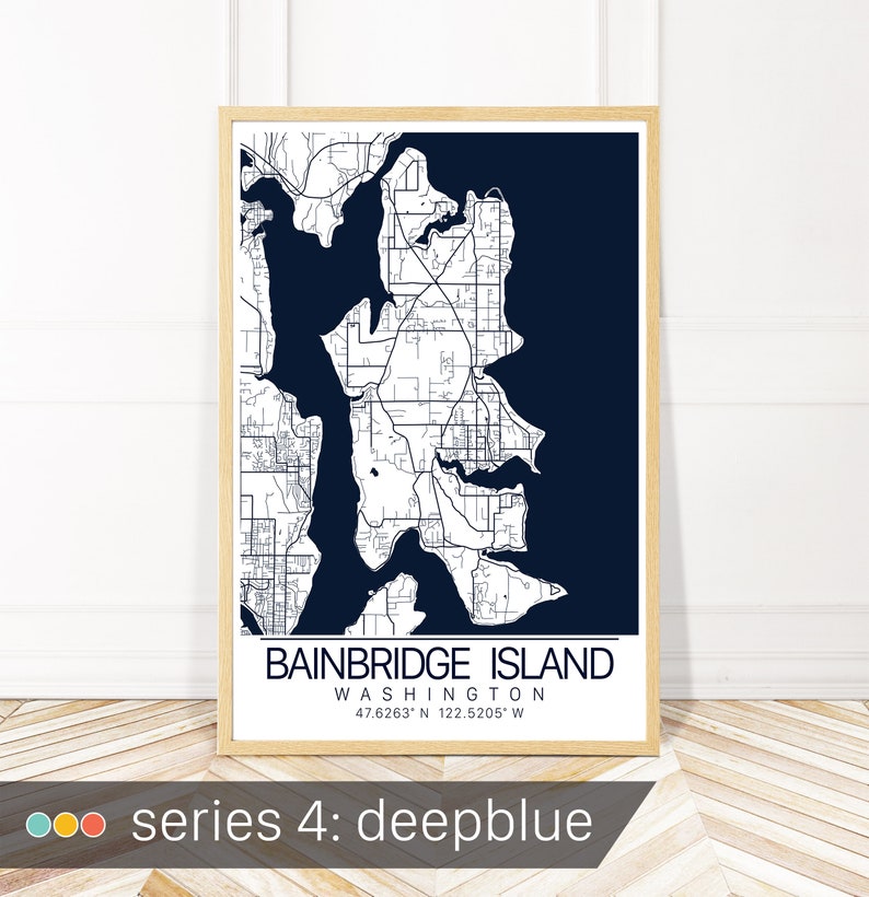 Bainbridge Island Map Art Print Map of Bainbridge Island - Etsy