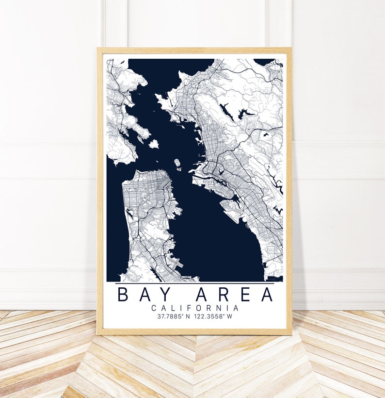 Bay Area Map Art Framed Canvas or Print City Map Wall Art - Etsy