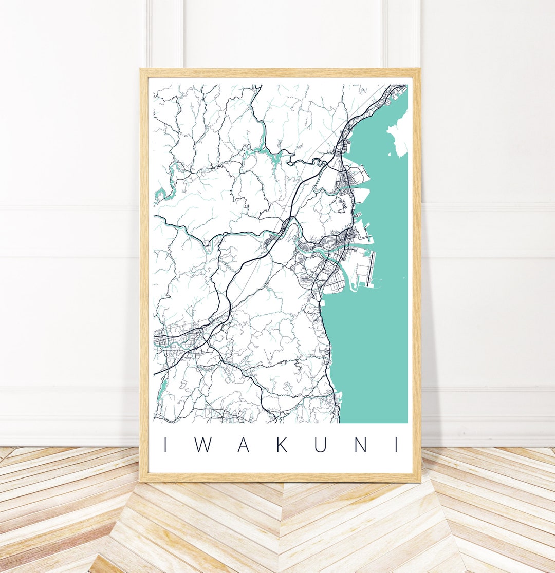 Iwakuni Map Print - City Art - Map of Iwakuni Japan - Framed Unframed ...