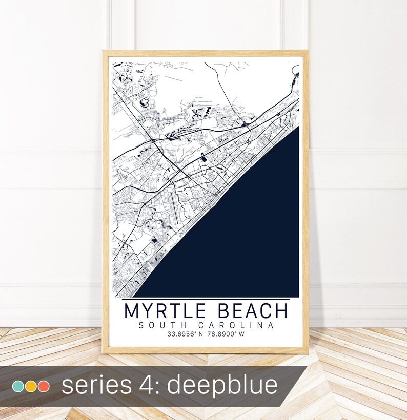 Myrtle Beach Map Art - City Art - Map of Myrtle Beach South Carolina ...