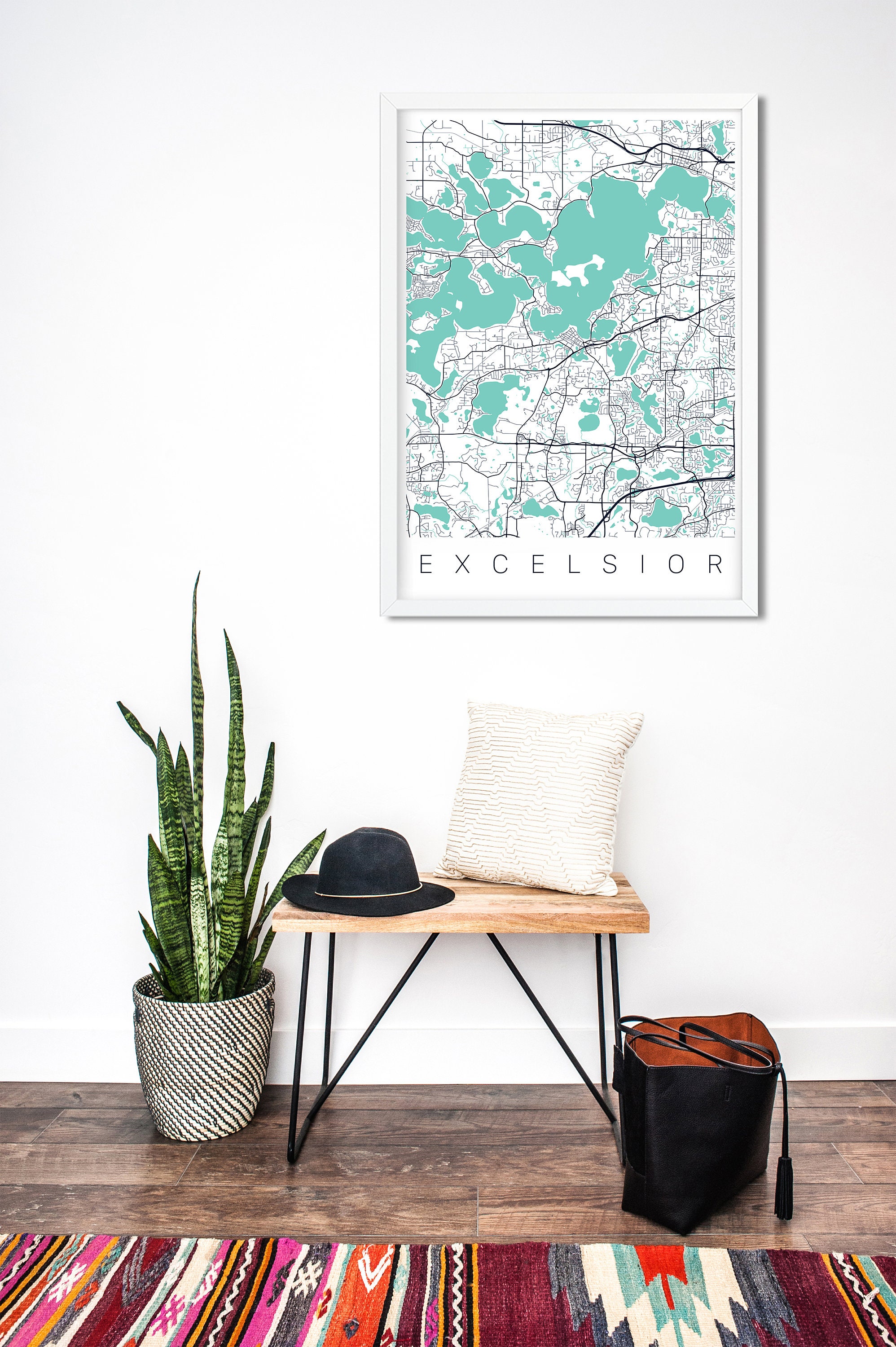 Excelsior Minnesota City Art Wall Map Framed Unframed or - Etsy