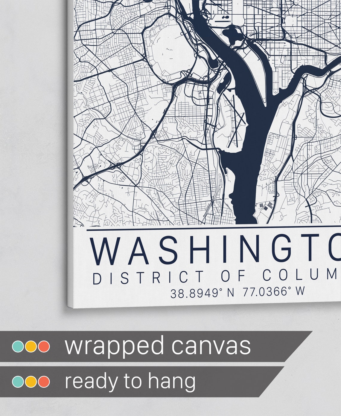 Washington DC Map Art Print Map of Washington DC City Art - Etsy