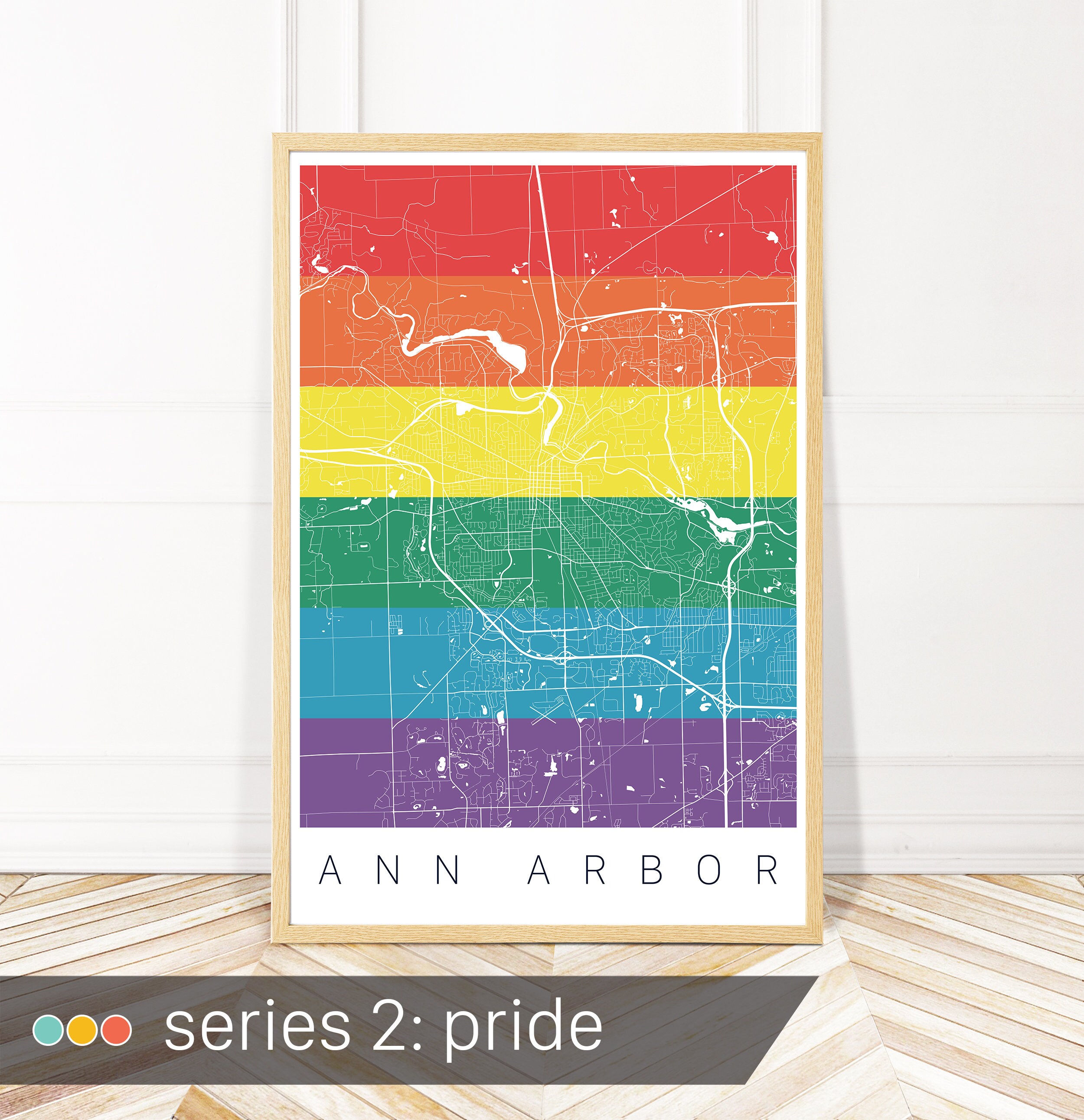 Ann Arbor Map Art Map Print of Ann Arbor Michigan City | Etsy