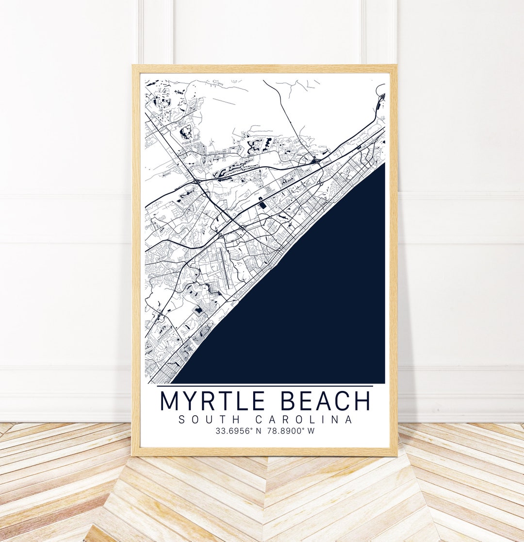 Myrtle Beach Map Art - City Art - Map of Myrtle Beach South Carolina ...