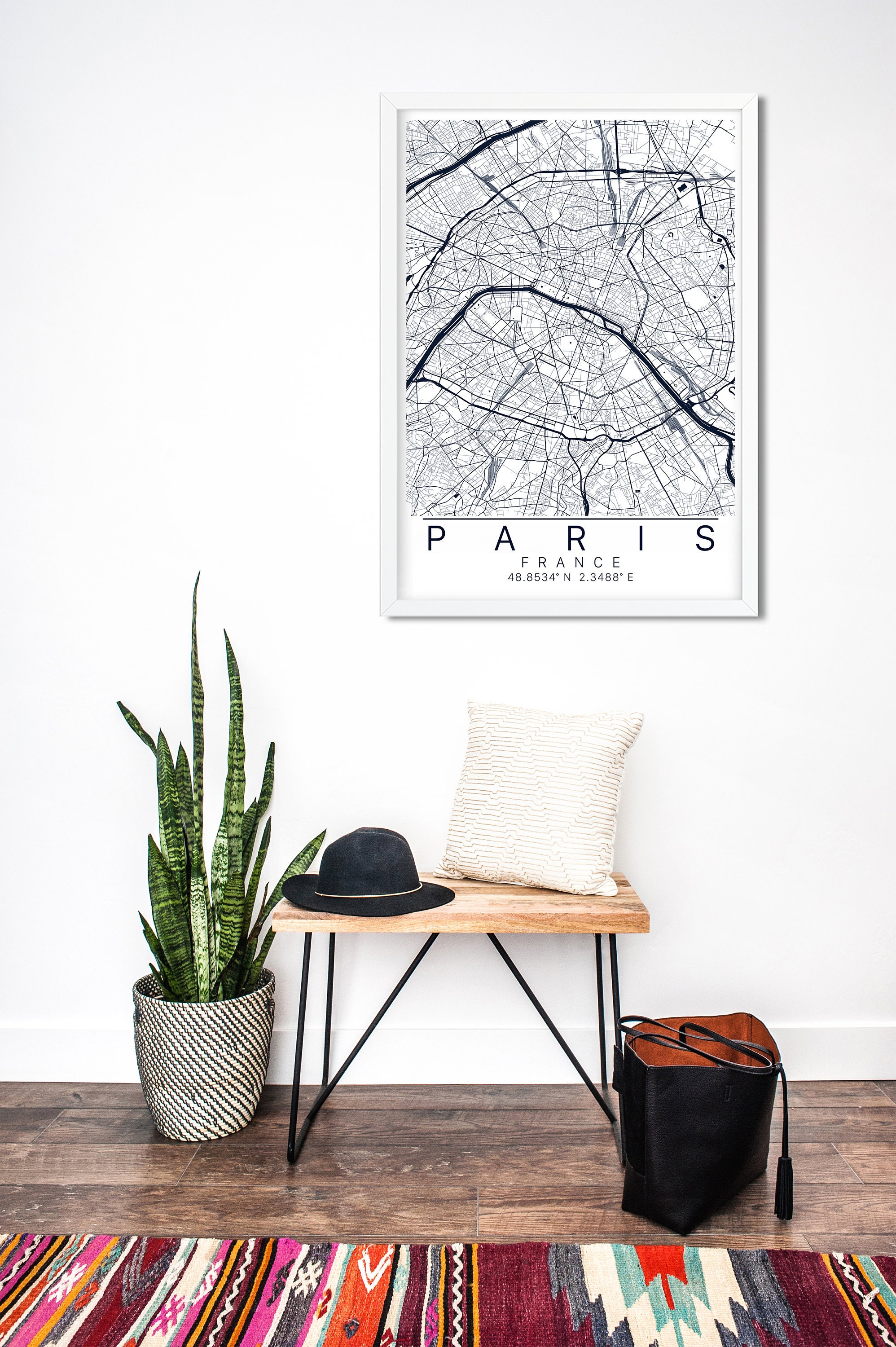 Paris Map Art Print Framed Paris Map Art Canvas Paris City | Etsy