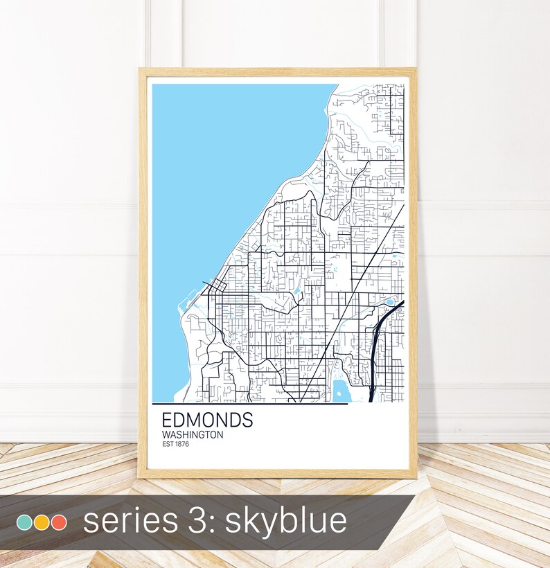 Edmonds Map Art Framed Canvas or Print Map of Edmonds - Etsy