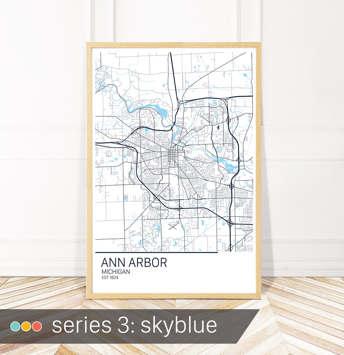 Ann Arbor Map Art Map Print of Ann Arbor Michigan City | Etsy