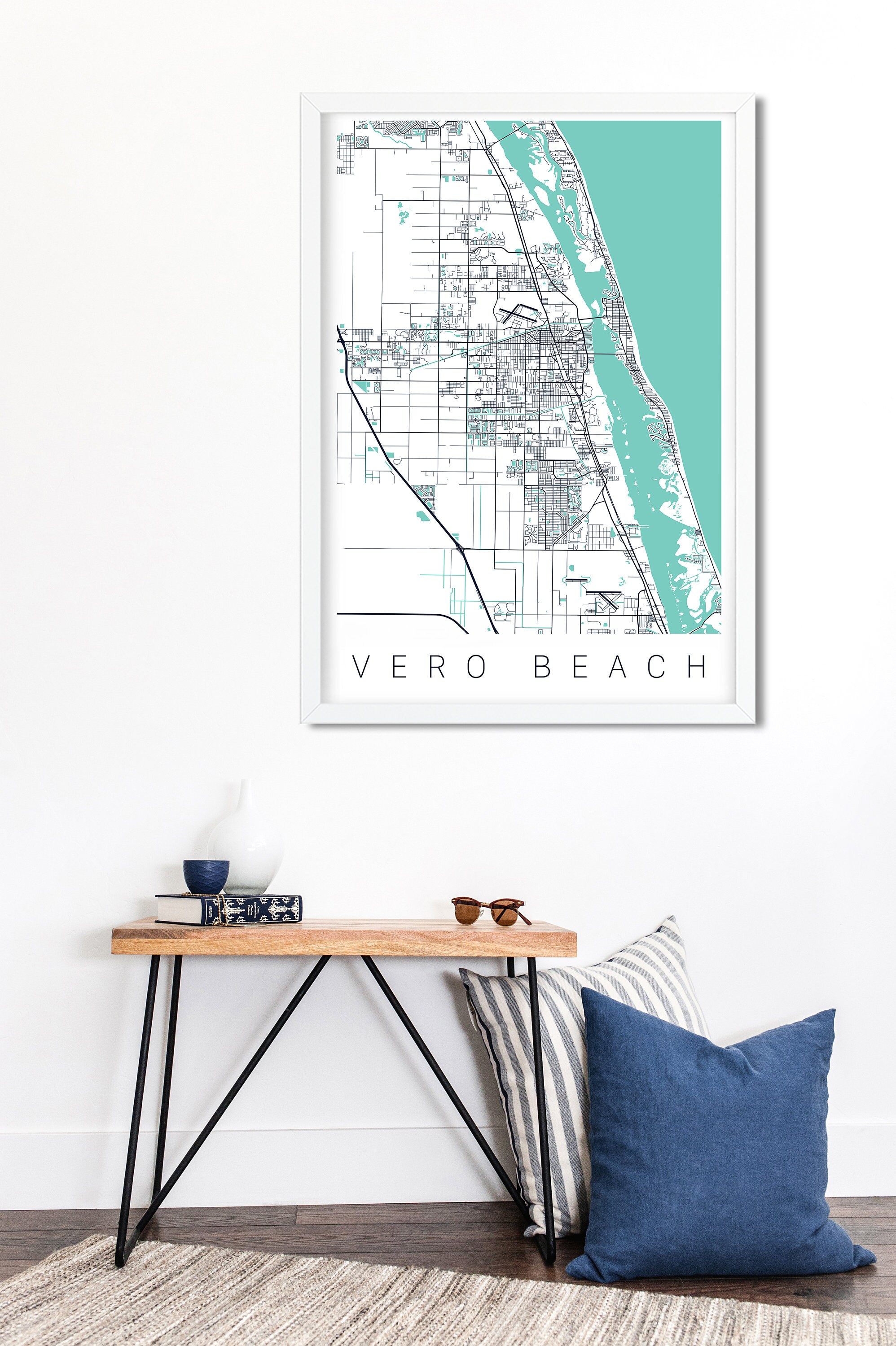 Vero Beach Map Art Framed Canvas or Print Map of Vero Beach - Etsy