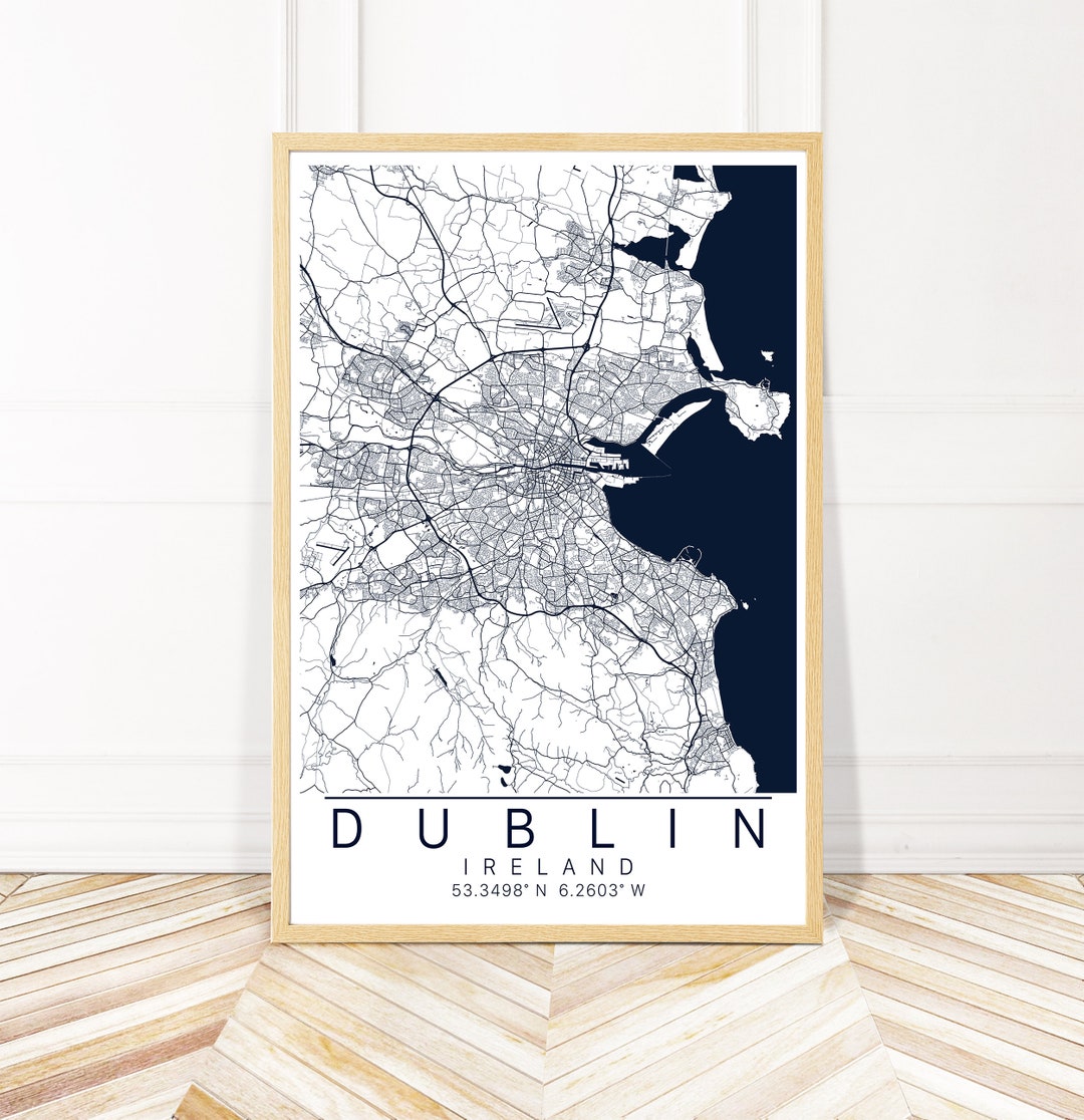Dublin Ireland Map Art - Dublin City Art- Map of Dublin Ireland ...