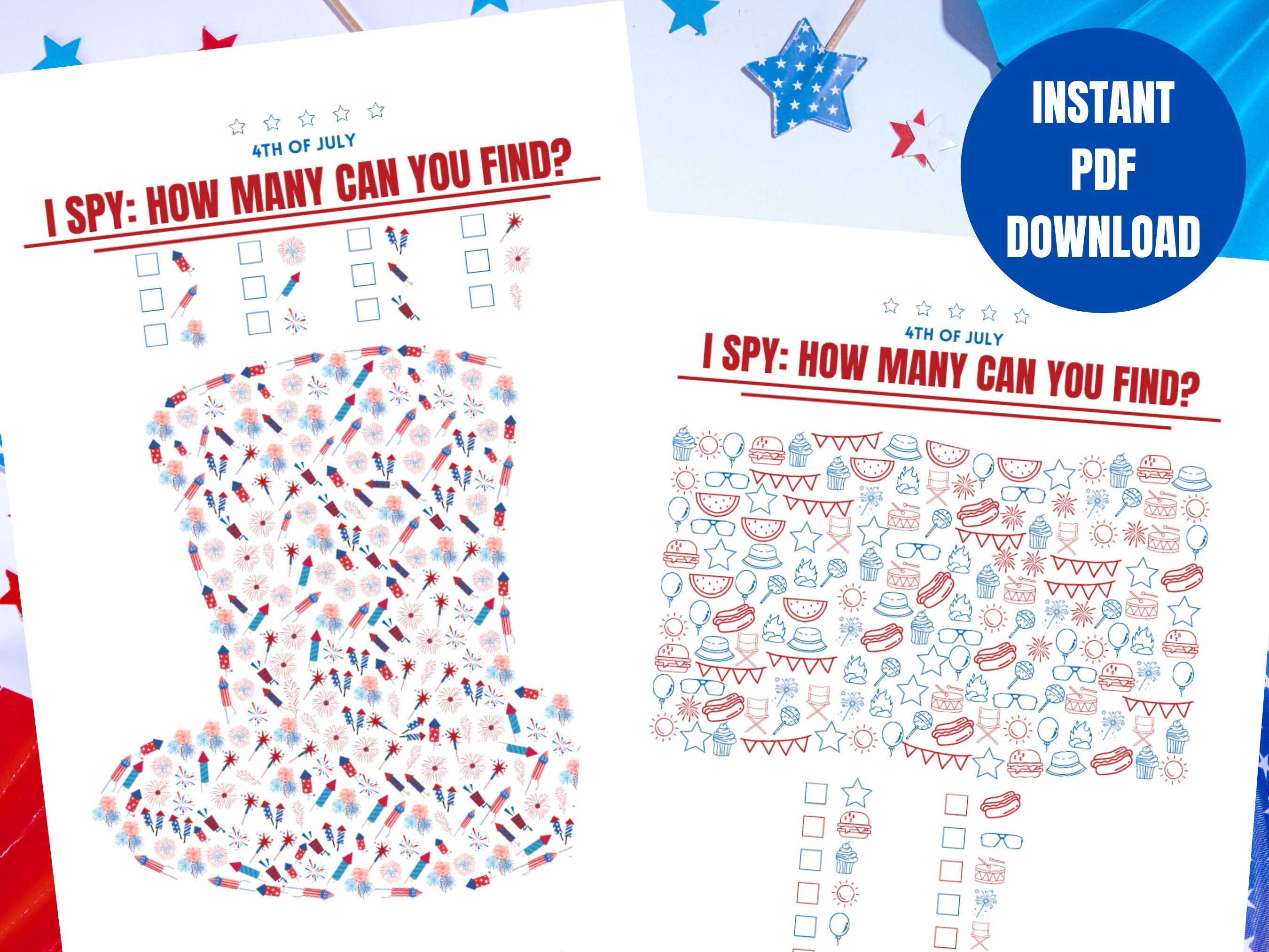 PRINTABLE July 4th I SPY Set, Patriotic Game, Games Printable, Instant ...