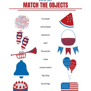 July 4th PRINTABLES Matching Games & Spot the Difference Puzzle ...