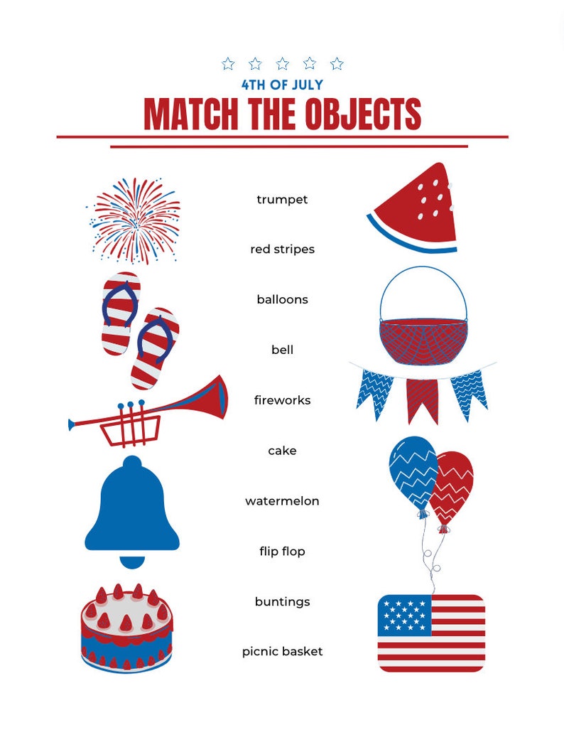July 4th PRINTABLES Matching Games & Spot the Difference Puzzle ...