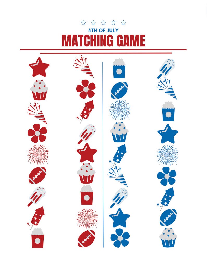 July 4th PRINTABLES Matching Games & Spot the Difference Puzzle ...