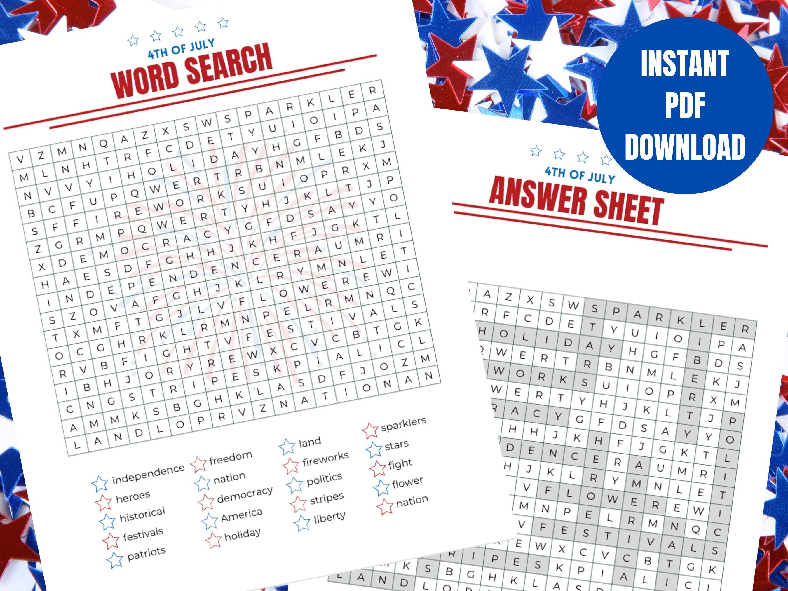 PRINTABLE July 4th Word Search, Patriotic Game, Games Printable ...