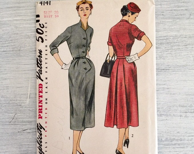 1950s Evening Dress With Detachable Scarf Retro Fashion Simplicity ...