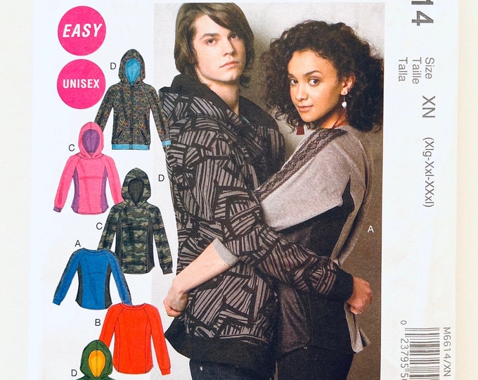 Unisex Jacket and Tops Sewing Pattern Men's Woman's Hoodie Mccalls 6614 ...
