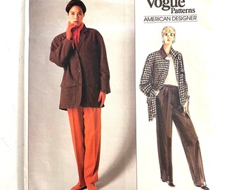90's Vogue Jacket and Dress Sewing Pattern 8354 Loose Fitting Coat Size ...