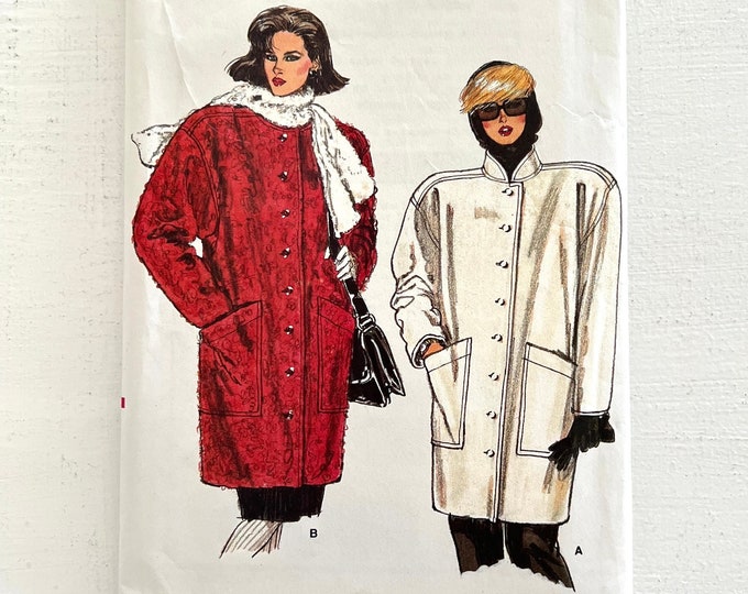 Womens Un-lined Coat Sewing Pattern, Vogue 9724 Vintage Jacket Size 14 ...