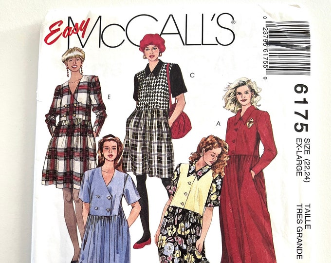 Double Breasted Dress Sewing Pattern, Mccall's 6175 Boho Size 22-24 ...