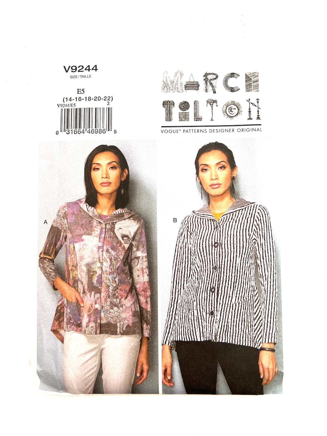 Jacket Sewing Pattern Vogue Marcy Tilton 9244 Misses Hooded Coat Size ...