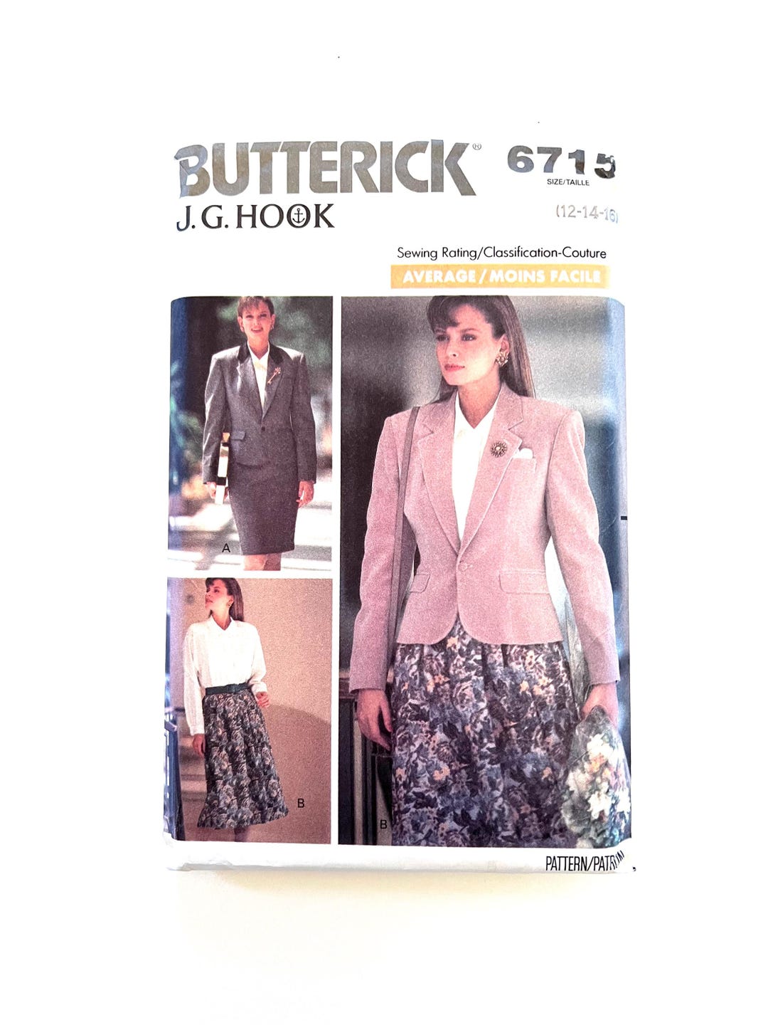Jacket Skirt and Blouse Sewing Pattern Butterick 6715 Size 12-14-16 ...