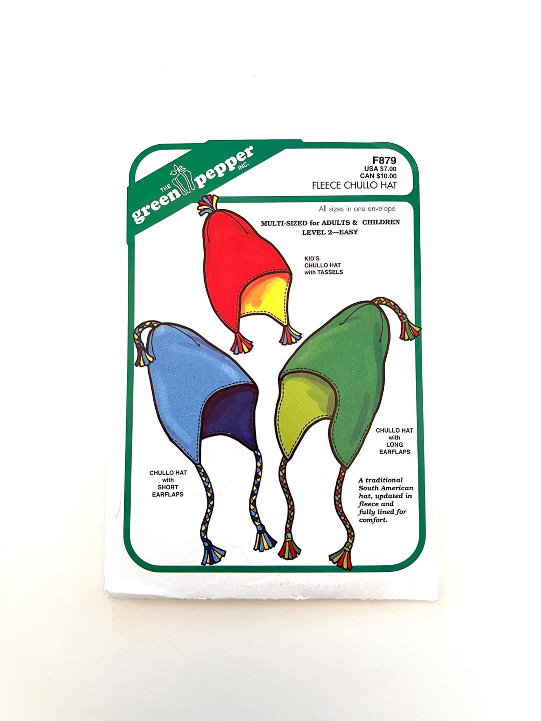 Fleece Chello Hat Sewing Pattern Vintage Snow Cap Warmer Green Pepper ...