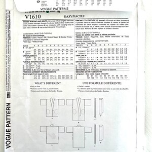 Uncut Vogue Kimono Jacket Sewing Pattern 1610 Betzina Robe and Belt All ...