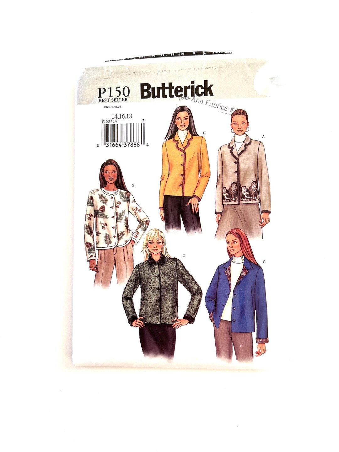 Butterick Jacket Sewing Pattern P150 Misses' Coat Size 14-16-18 Uncut ...