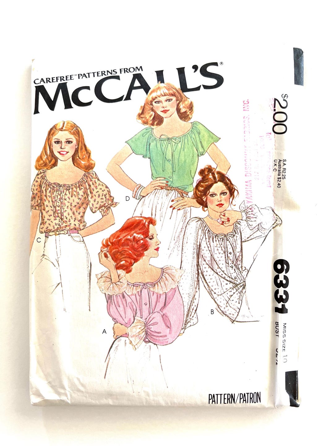 Button Down Blouse Sewing Pattern Mccall's 6331 Ruffled Shirt Size 10 ...