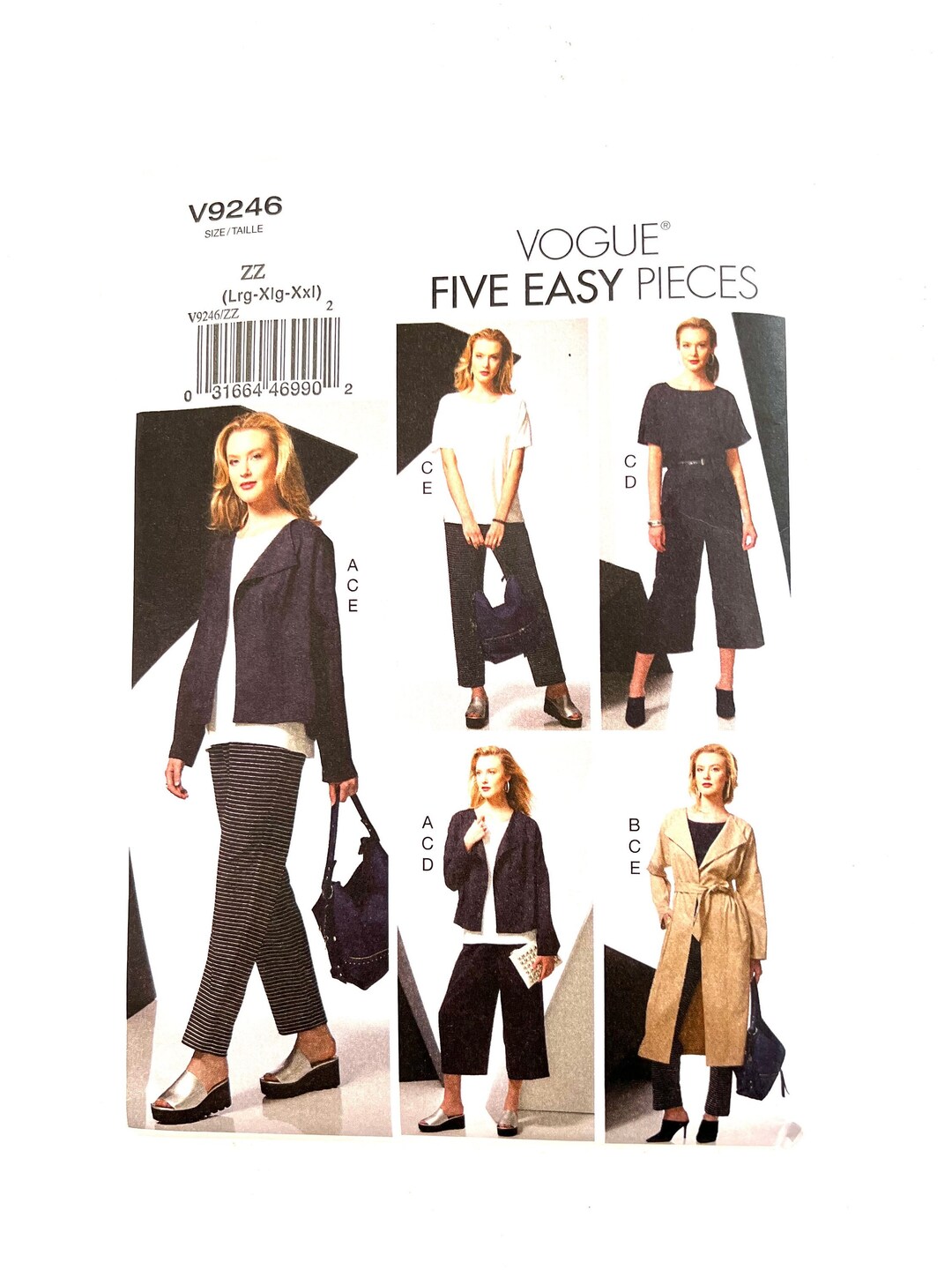 Pants and Top Vogue Sewing Pattern 9246 Jacket With Belt Size 16-26 ...