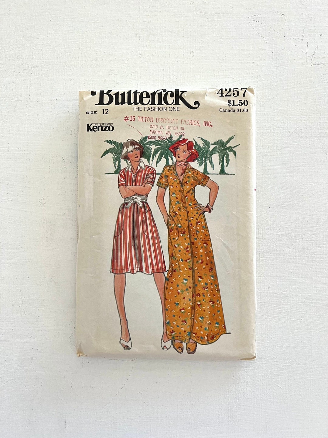 Kenzo A-line Dress Sewing Pattern Designer Patterns Butterick 4257 Size ...