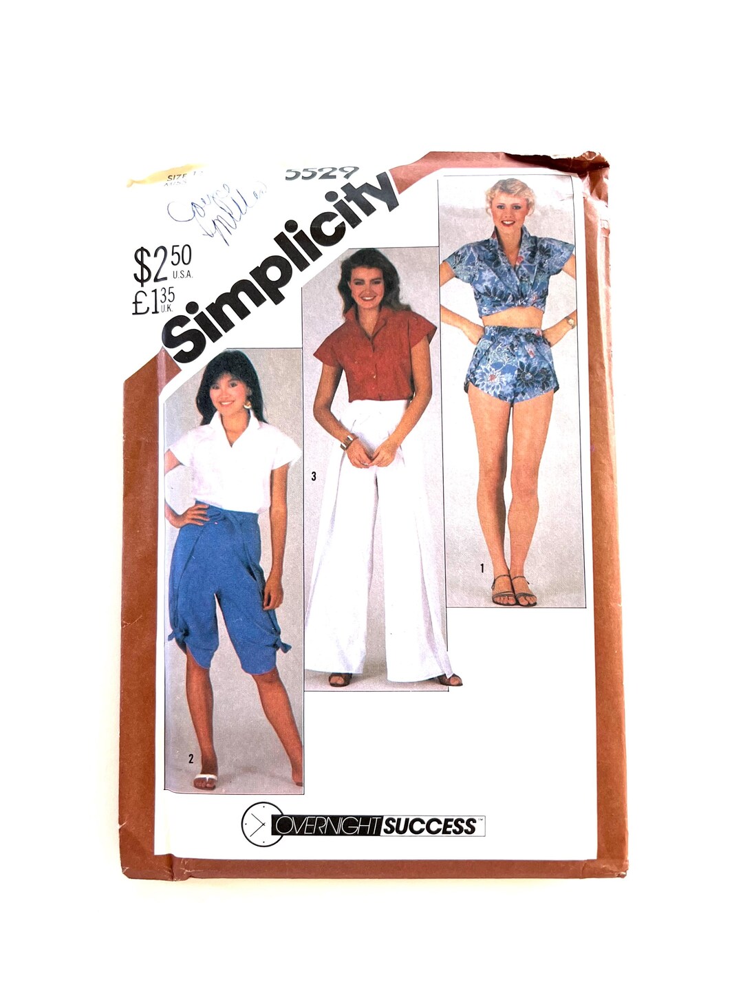 Knickers Sewing Pattern Wrap Front Pants Simplicity 5529 Size 12 Uncut ...