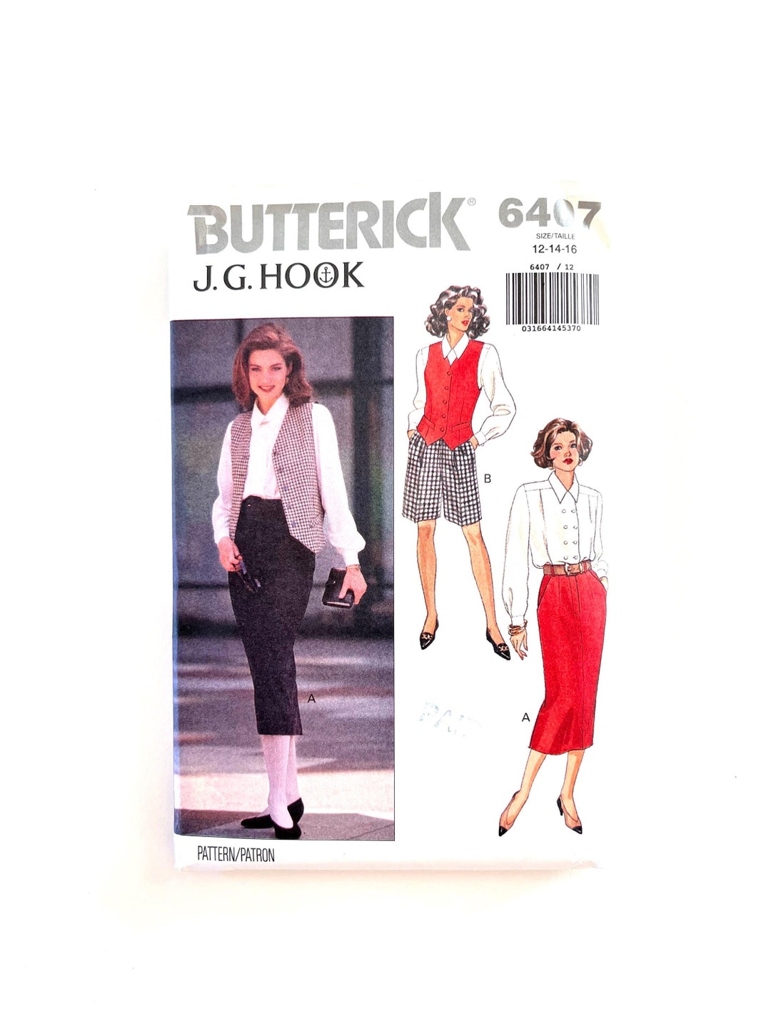 Vest Blouse Sewing Pattern JG Hook Butterick 6407 Shorts Size 12-14-16 ...
