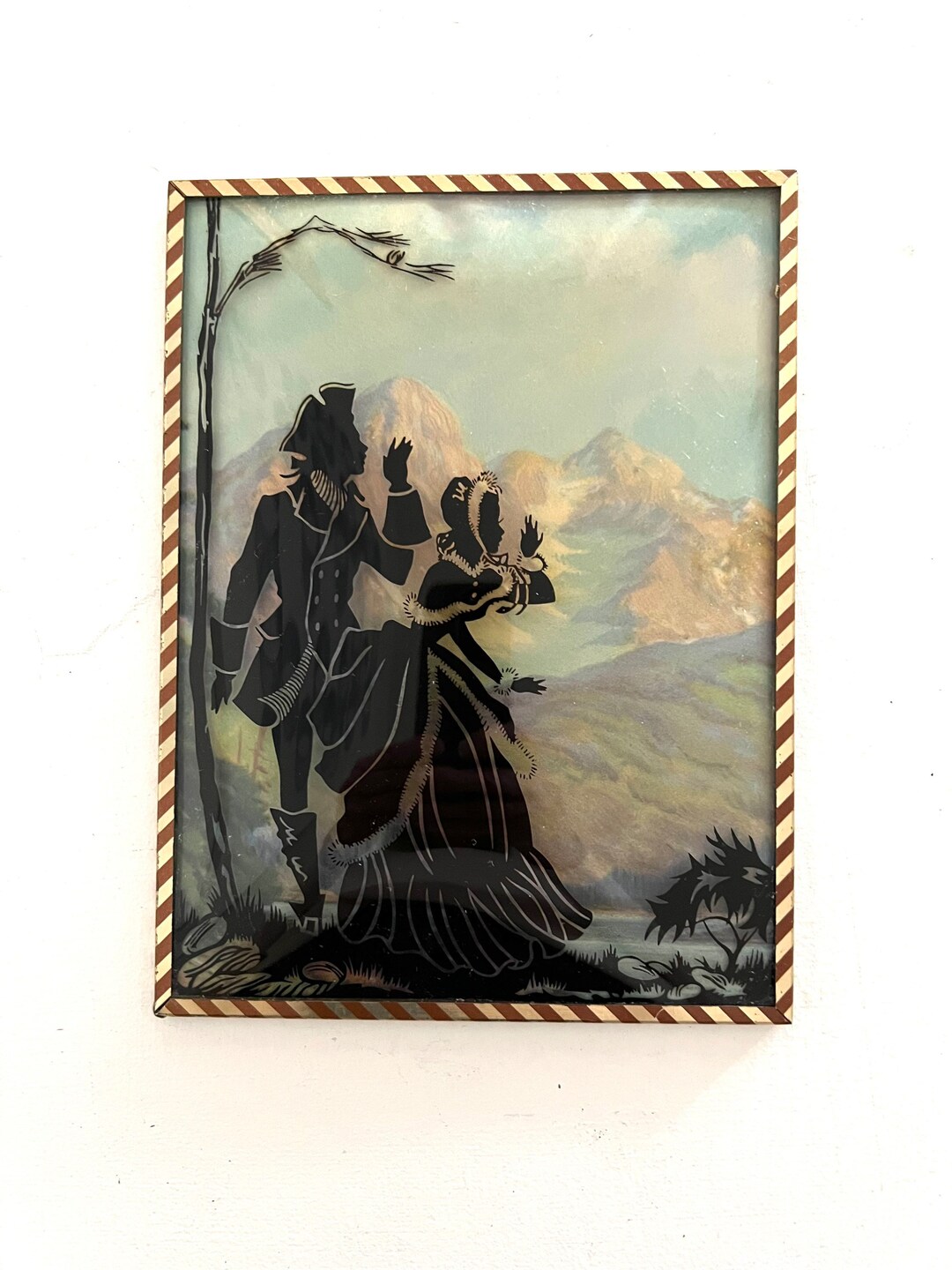 Reverse Silhouette Portrait Painting, Man and Lady Wall Hanging - Etsy