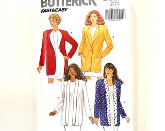 90's Vogue Jacket and Dress Sewing Pattern 8354 Loose Fitting Coat Size ...