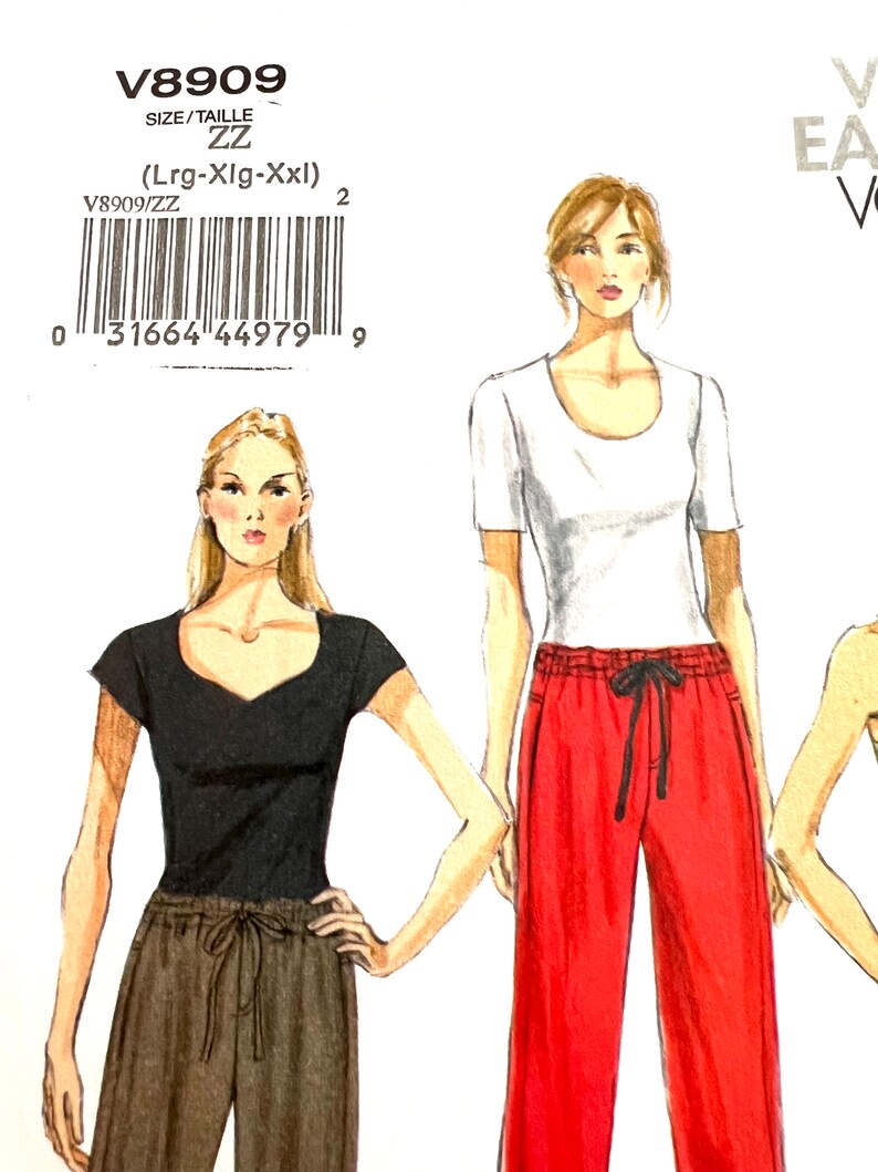 Drawstring Pants Sewing Pattern Vogue 8909 Sweat Pants Size 16-26 Uncut ...